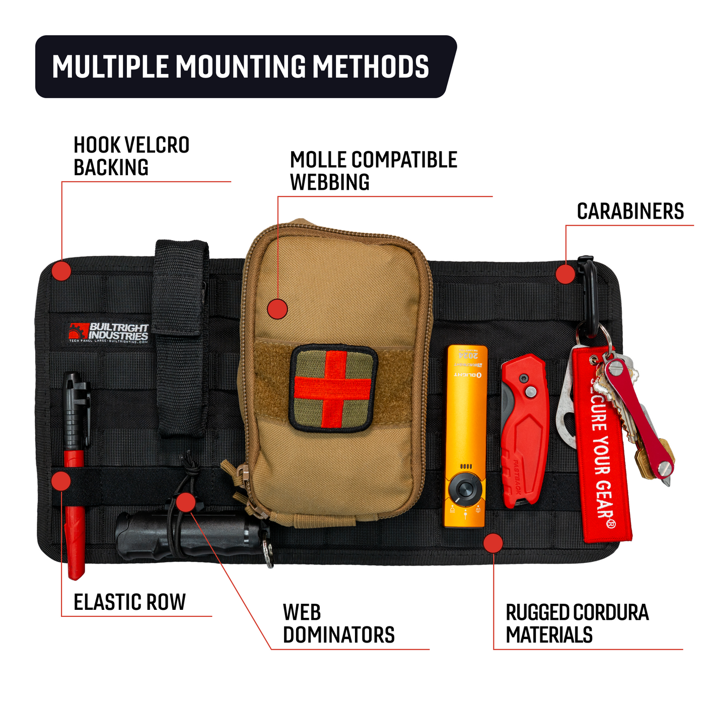 Velcro Tech Panel - Black | Large (8" x 15.5") - BuiltRight Industries